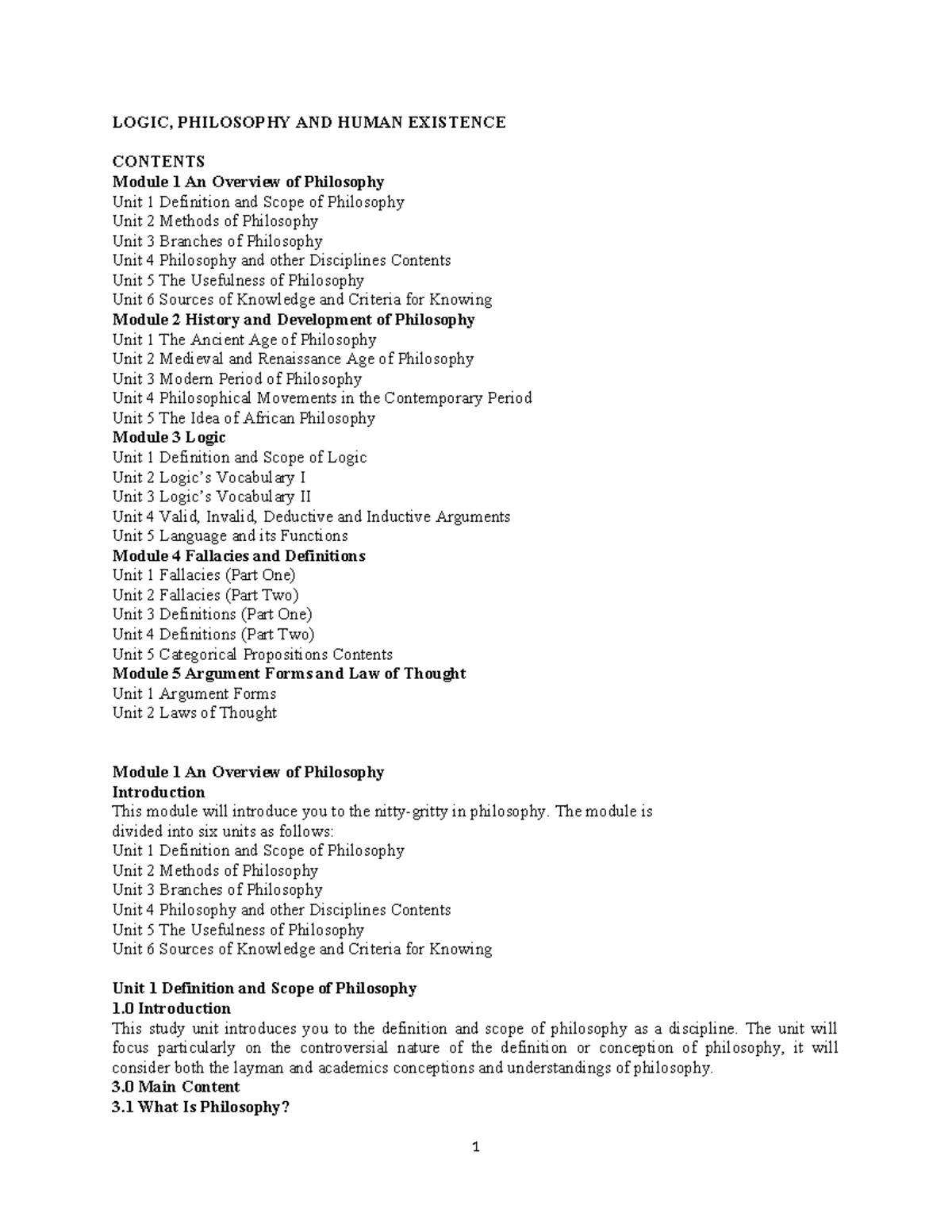 PHIL 101: Logic, Philosophy, and Human Existence Overview and Key Concepts - Studocu