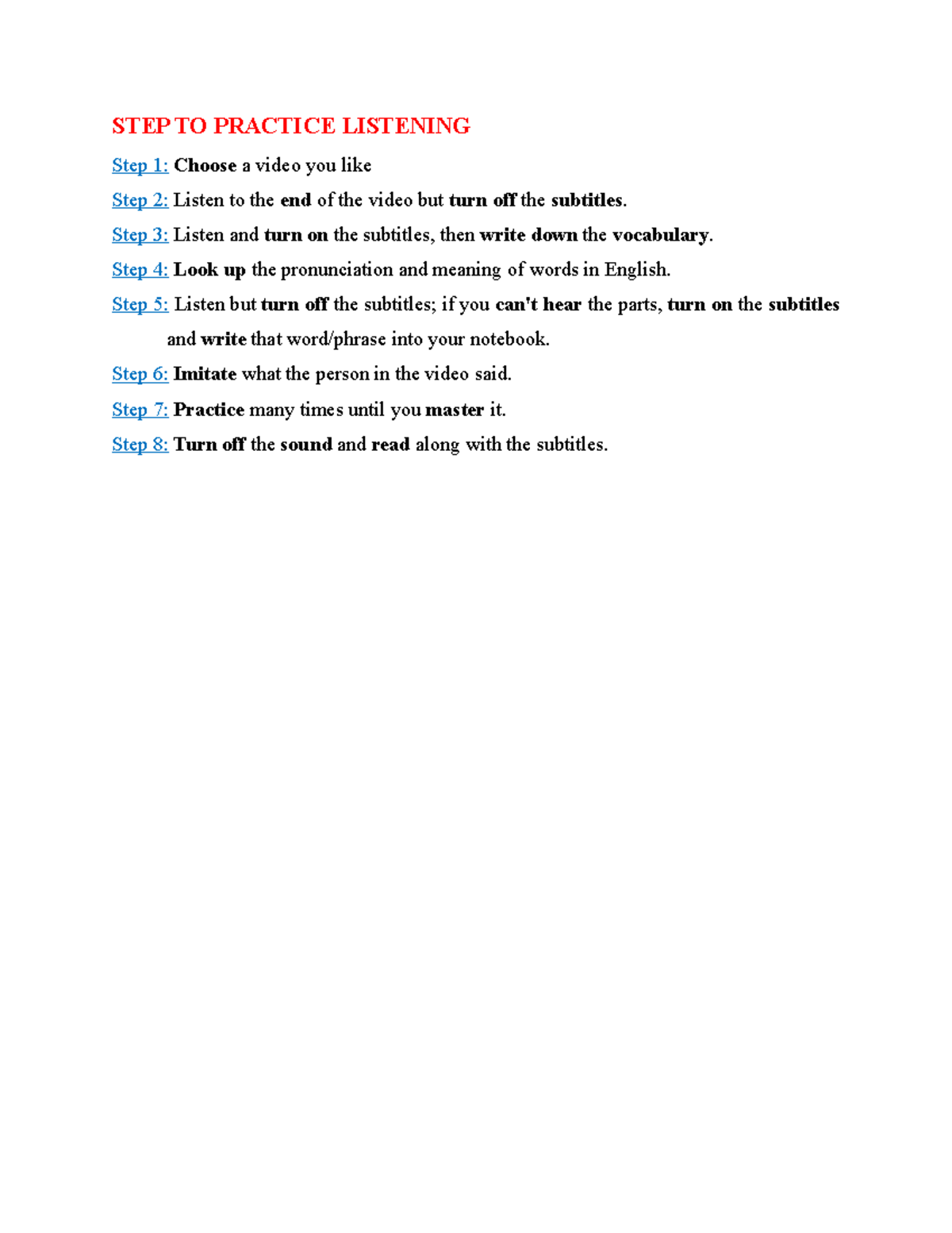Effective Steps to Practice Listening Skills - Studocu