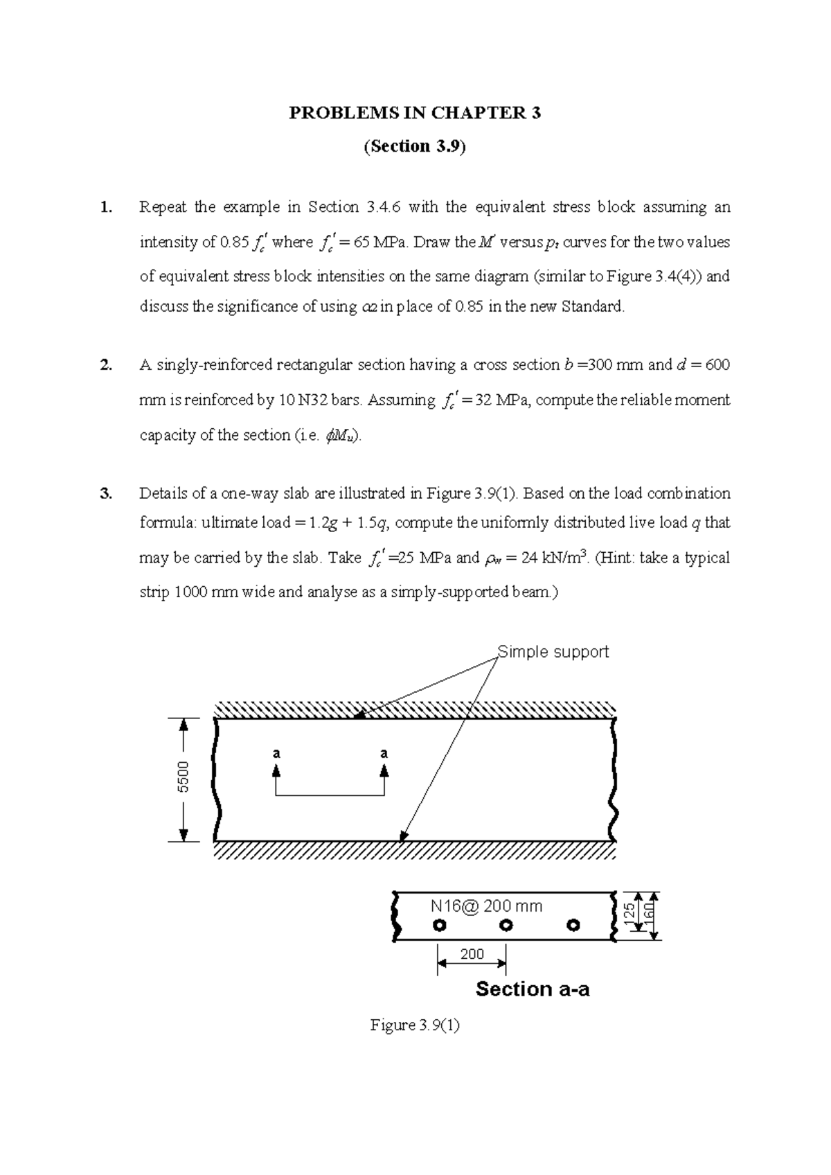 Chapter 3 Problems (Section 3.9) - Structural Analysis & Design - Studocu