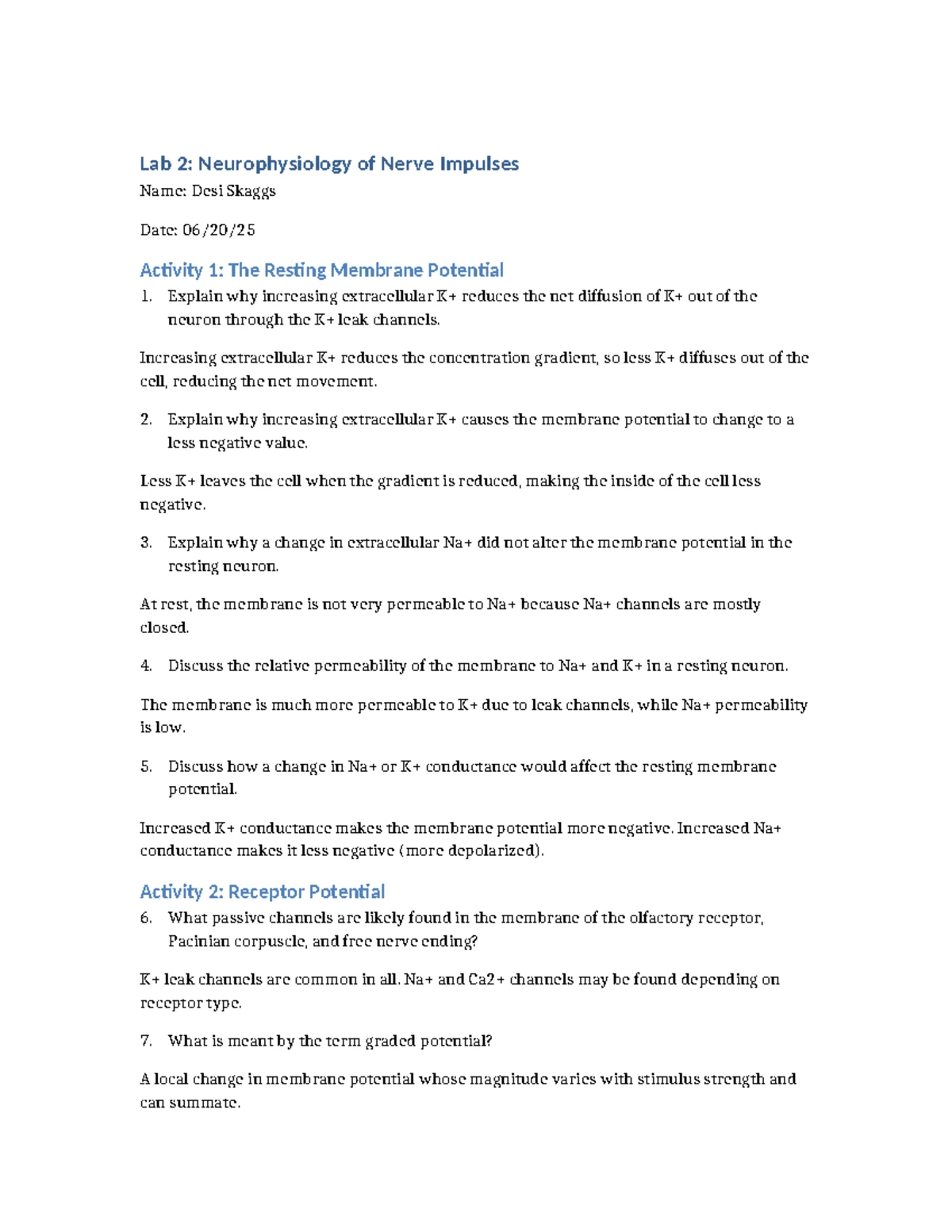 PhysioEx 12:05 PM Lab Report: Neurophysiology of Nerve Impulses - Studocu