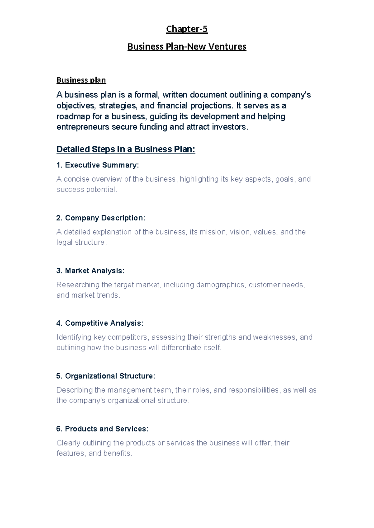 Entrepreneurship Unit 5: Business Plan & Feasibility Study Notes - Studocu