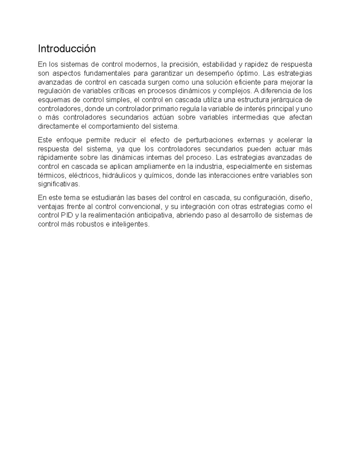 AF4 - Estrategias Avanzadas de Control en Cascada en Procesos - Studocu