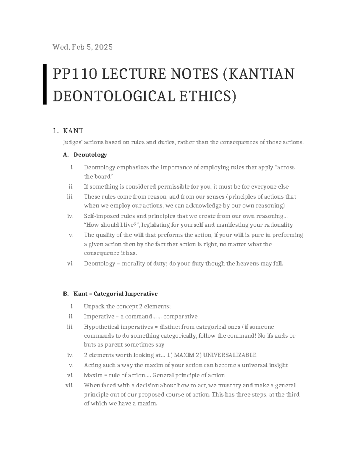PP110 Lecture Notes Feb 5 - Wed, Feb 5, 2025 PP110 LECTURE NOTES ...