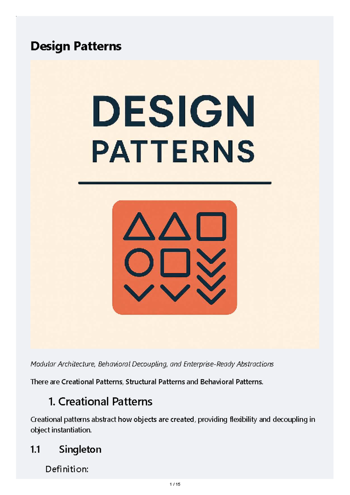 Design Patterns Overview: Creational, Structural, and Behavioral - Studocu