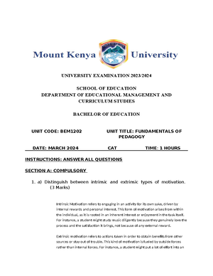 fundamentals of cbe - TOPIC ONE: BASIC EDUCATIONAL FRAMEWORK FOR CBC ...