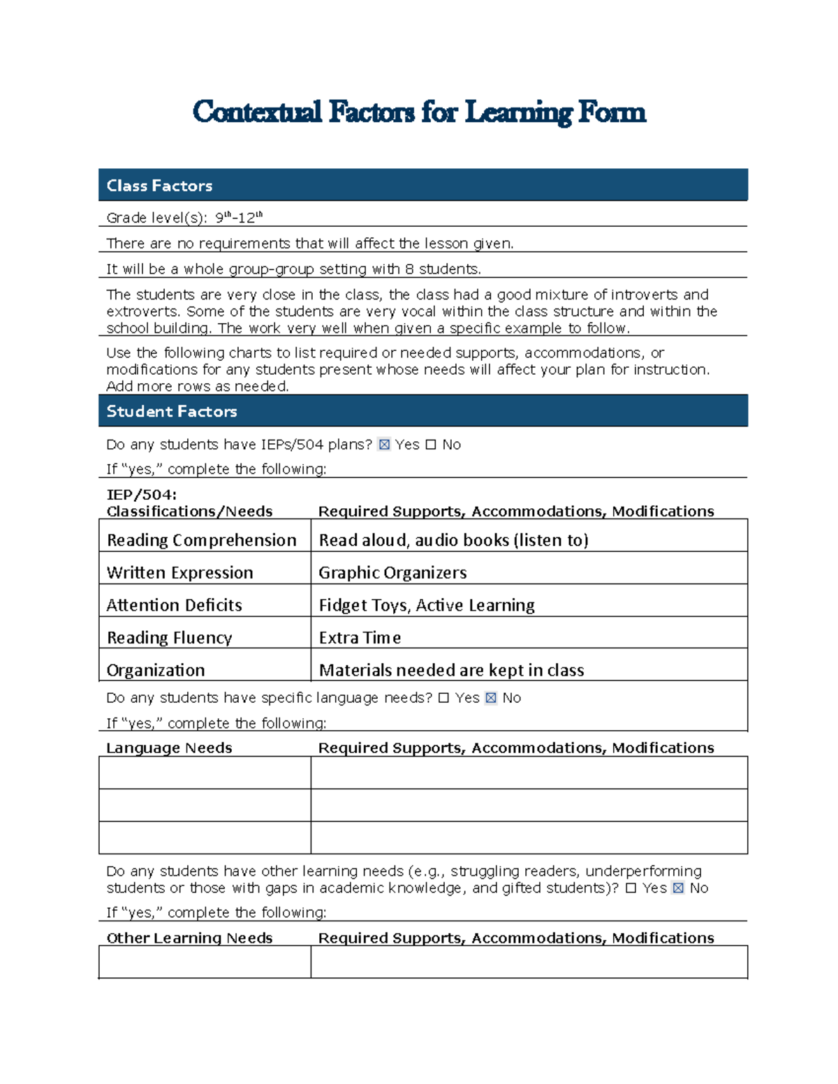 C934 Task 1 - Personal Writing Lesson Plan for High Schoolers - Studocu