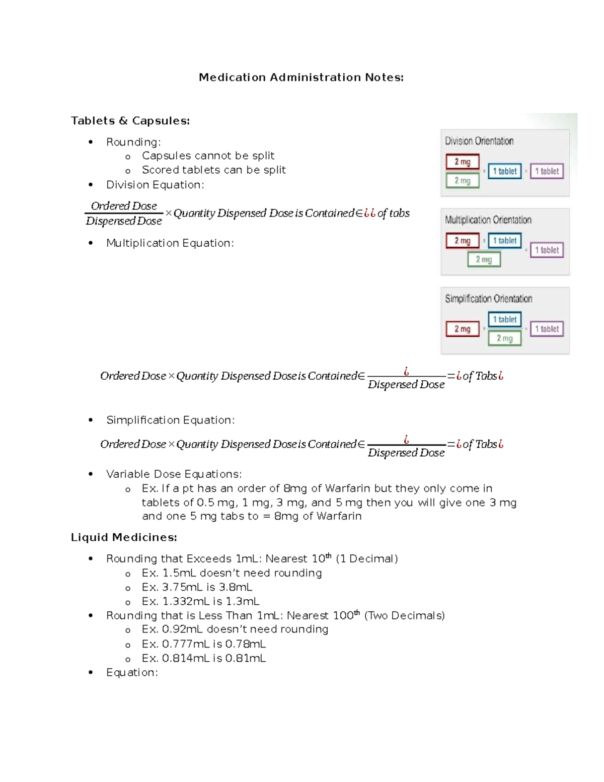 Medication Administration Notes: Rounding and Dosage Calculations - Studocu