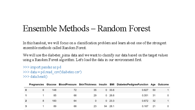 Handout - Ensemble Methods: Random Forest Classification (Fall 2025 ...