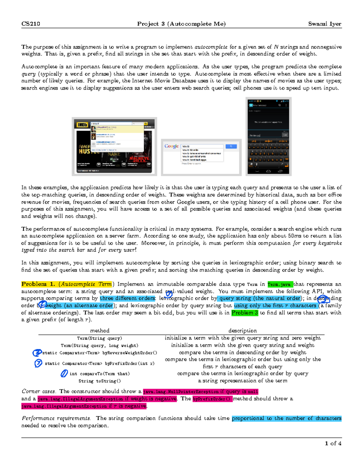 CS210 Project 3 - Autocomplete Implementation by Swami Iyer - Studocu
