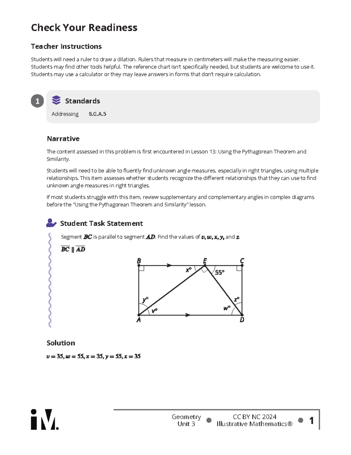 Geometry Unit 3: Understanding Dilations and Similarity Tasks - Check ...