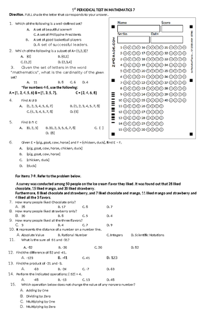 2nd Periodical test-quarter 2 Math 7-2023-2024 - 2nd PERIODICAL TEST IN ...