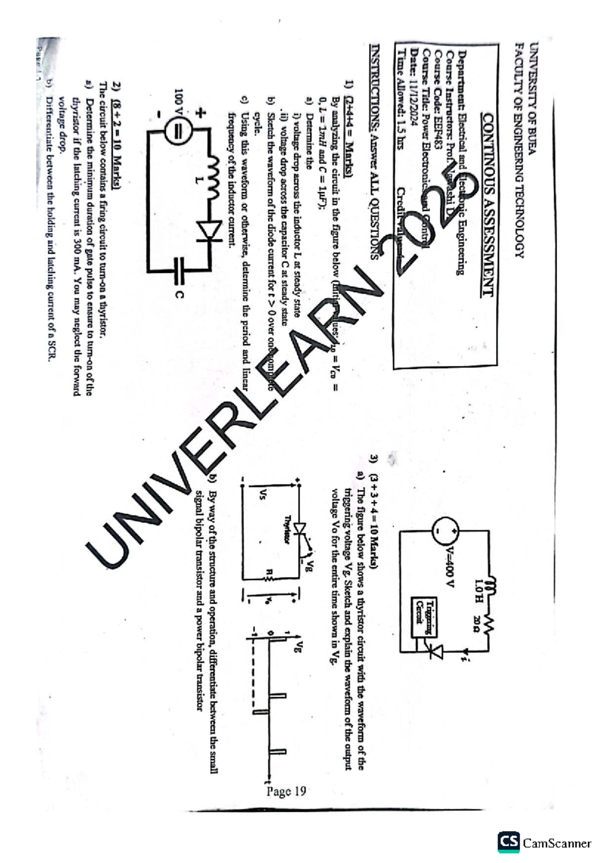 Power Electronics Past Questions - EEF483 Final Exam Review - Studocu