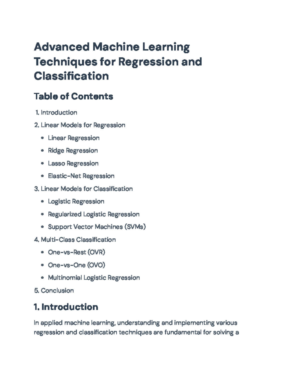 Advanced ML Techniques for Regression & Classification (CS101) - Studocu