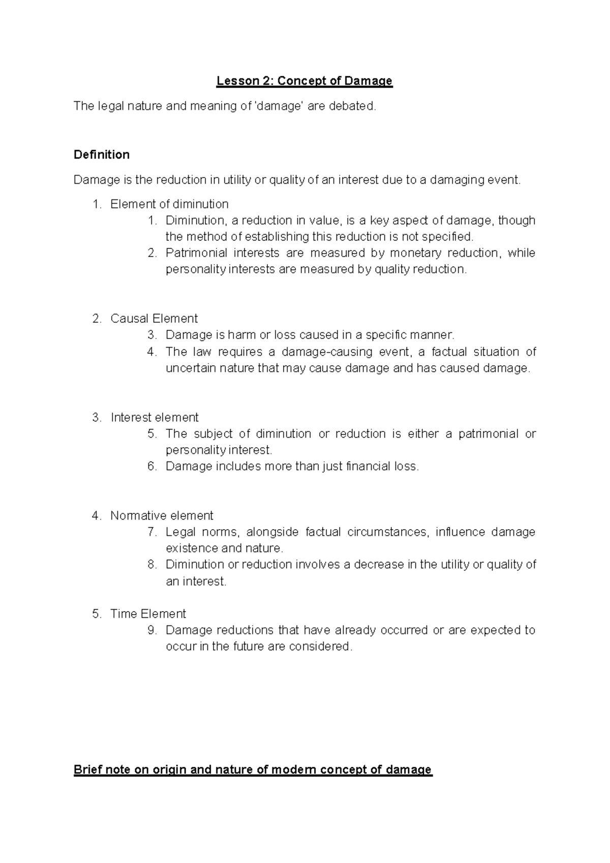Lesson 2: Understanding the Legal Concept of Damage - Studocu