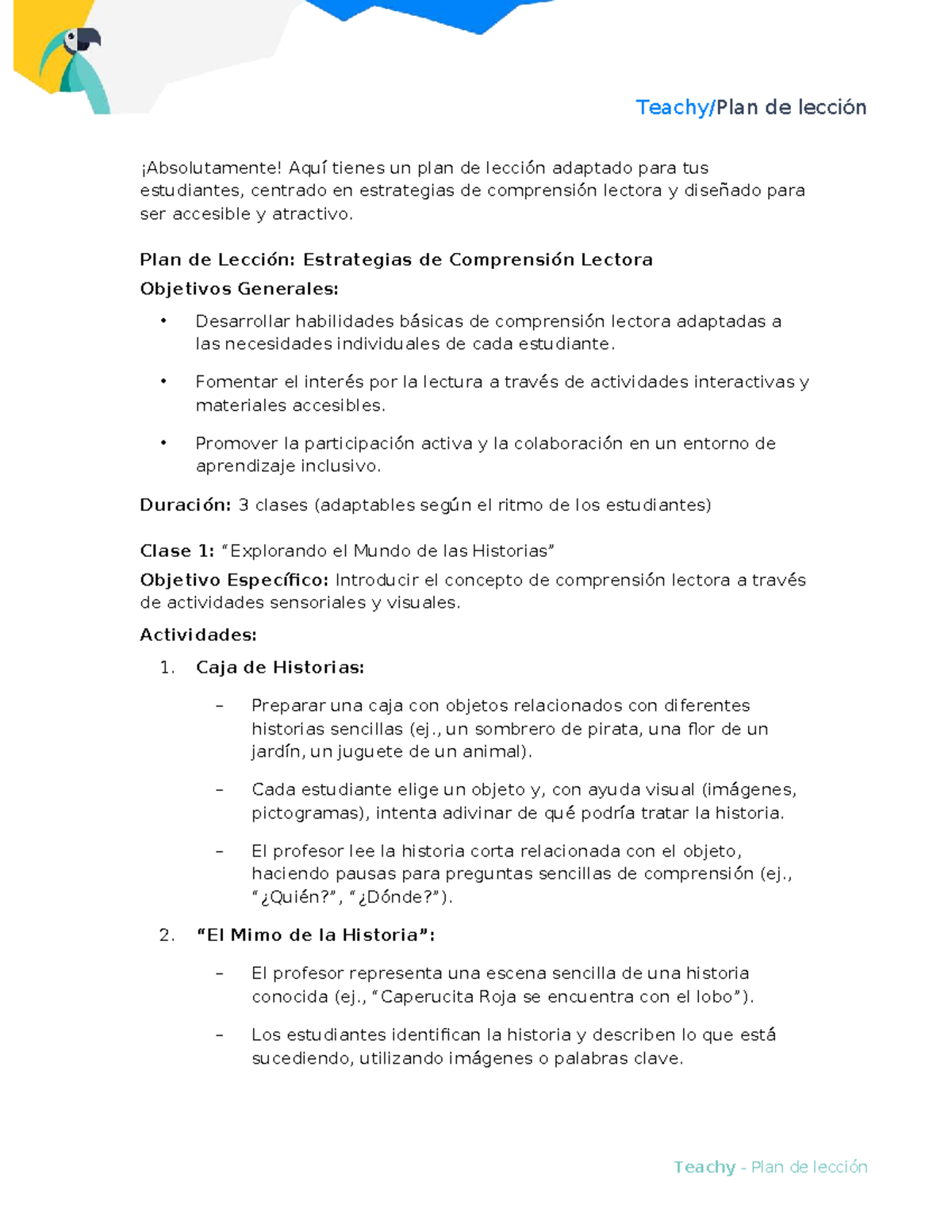 Plan de Lección: Estrategias de Comprensión Lectora para Estudiantes ...