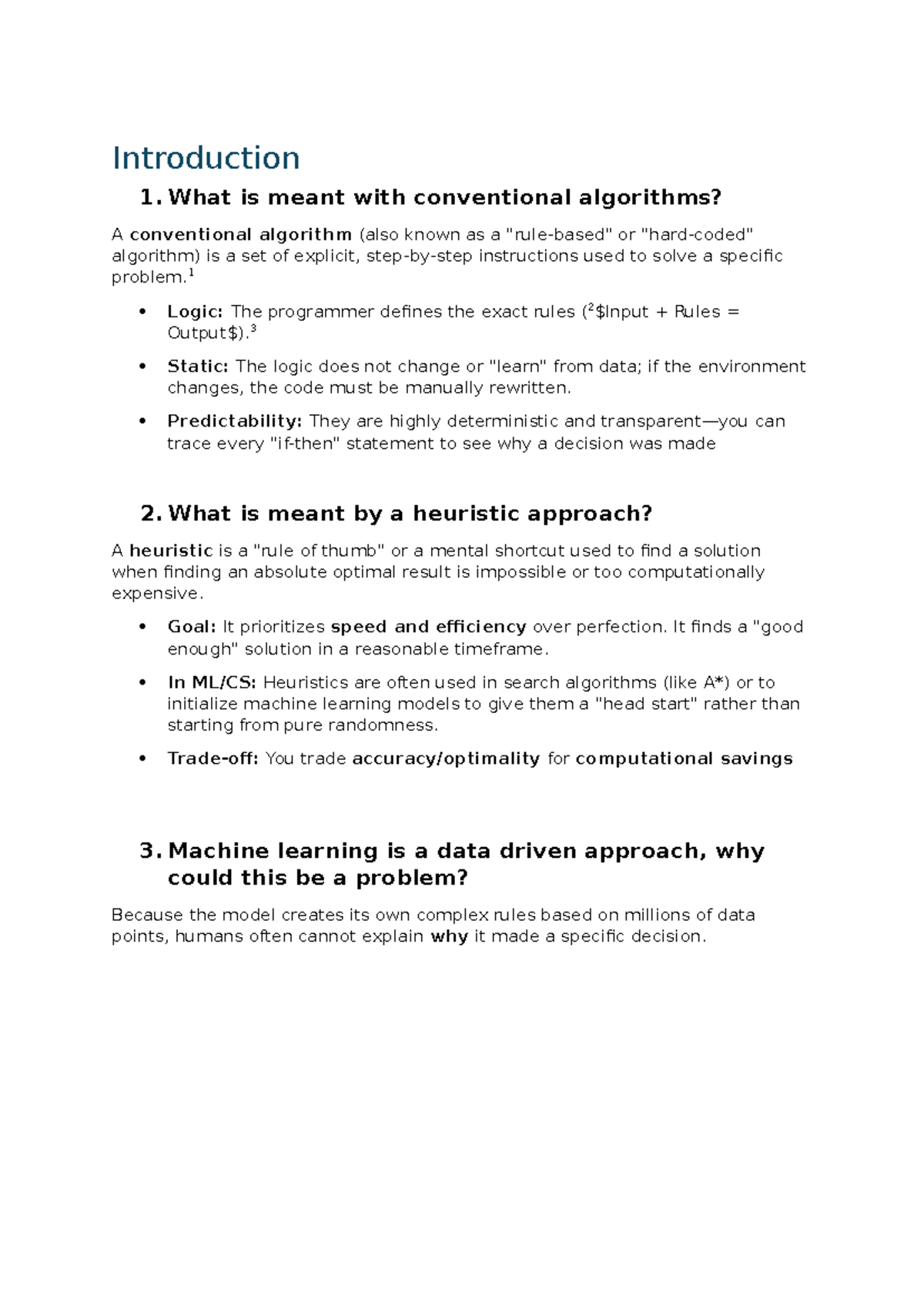 Lecture Notes: Conventional Algorithms vs Heuristic Approaches ...