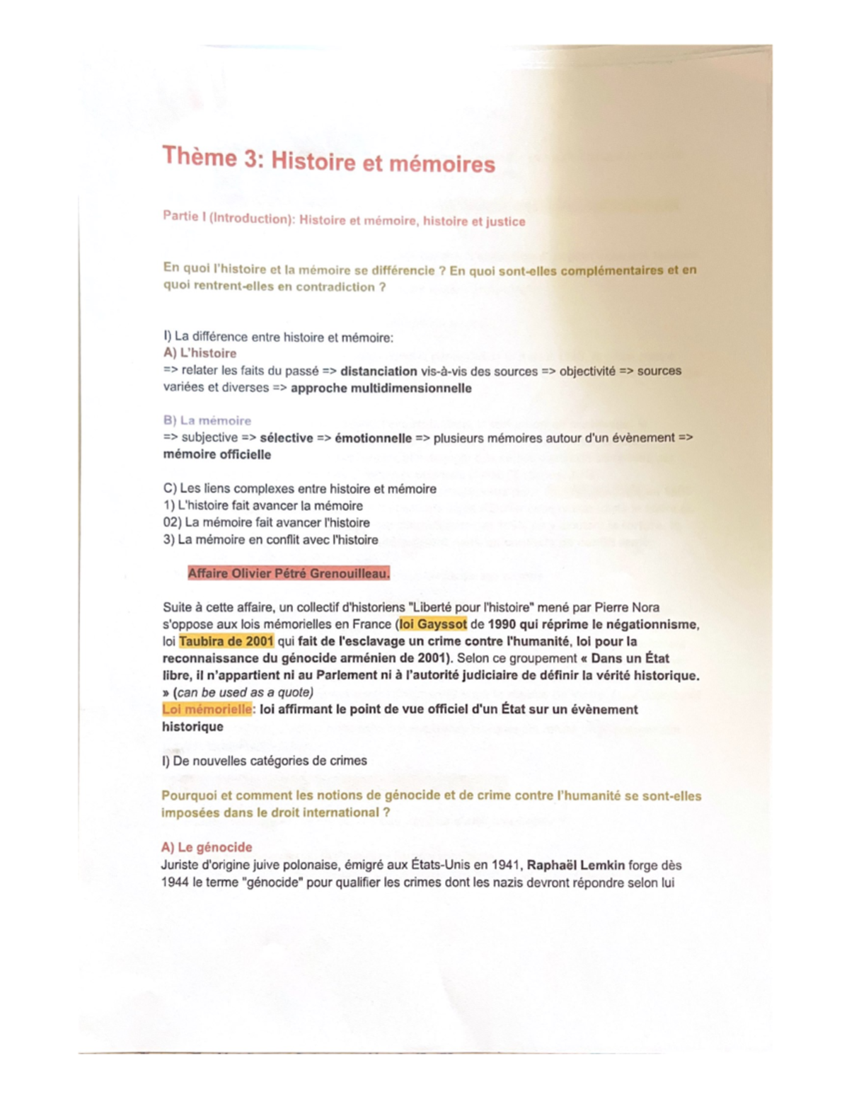 Thème 3 Histoire et mémoires - Histoire-géographie, géopolitique et sciences politiques - Studocu