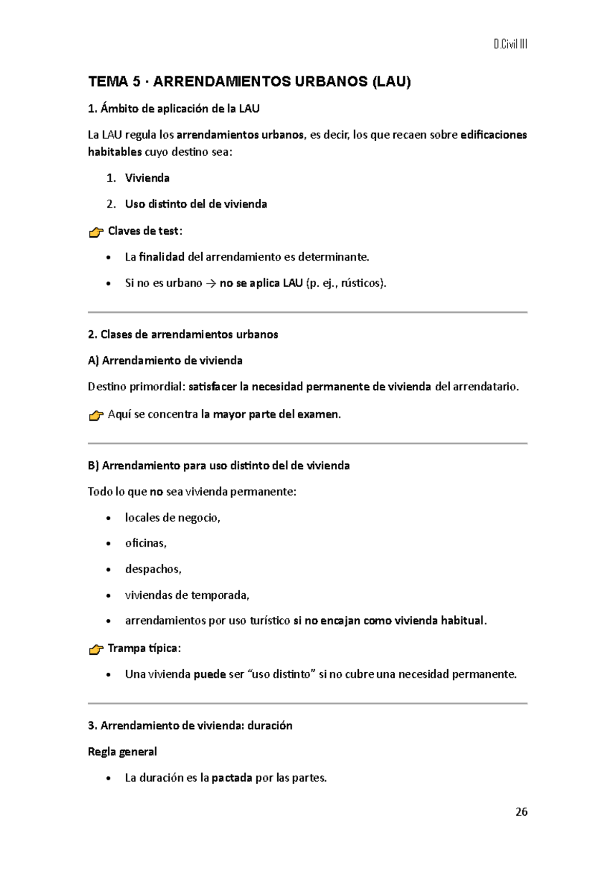 Derecho Civil III: Tema 5 - Arrendamientos Urbanos (LAU) - Studocu