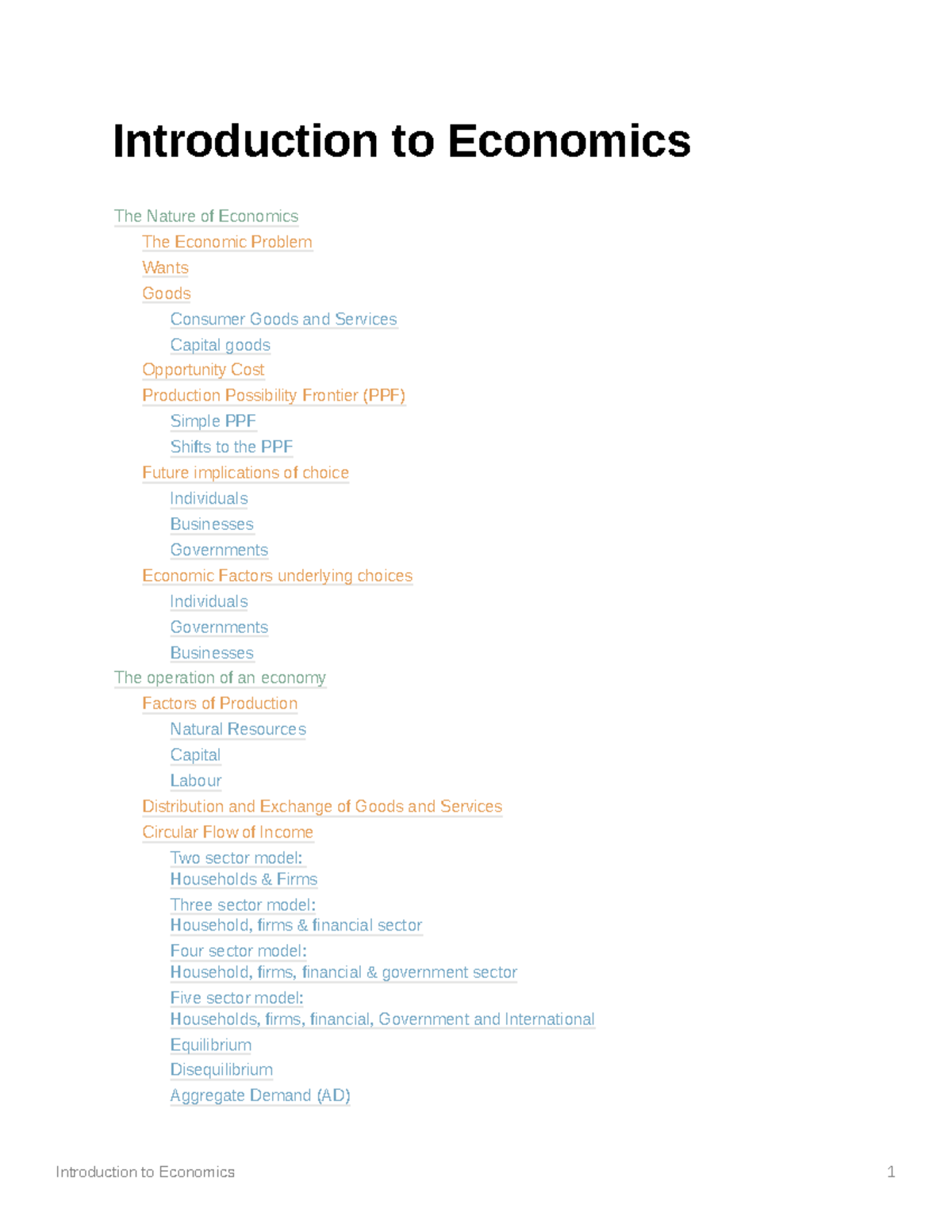Ch1- Intro to Economics: Concepts, Systems, and the Business Cycle ...