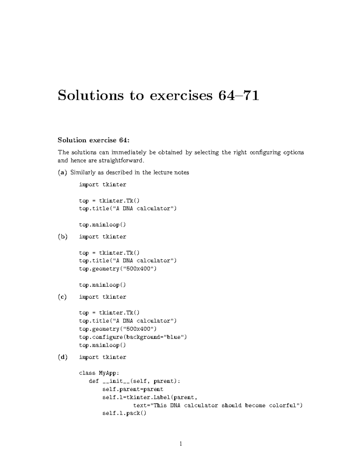 Solutions to Exercises in Tkinter Programming (Chap 12) - Studeersnel