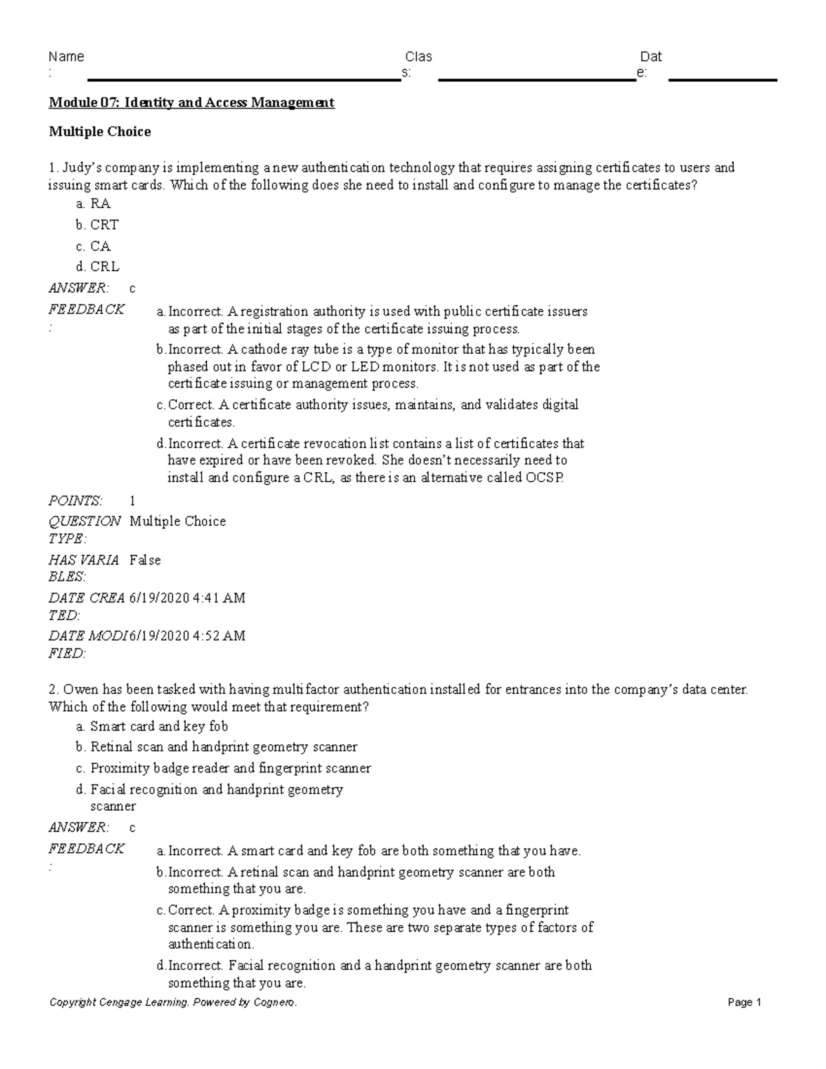 Module 07 Study Guide: Identity and Access Management Essentials - Studocu