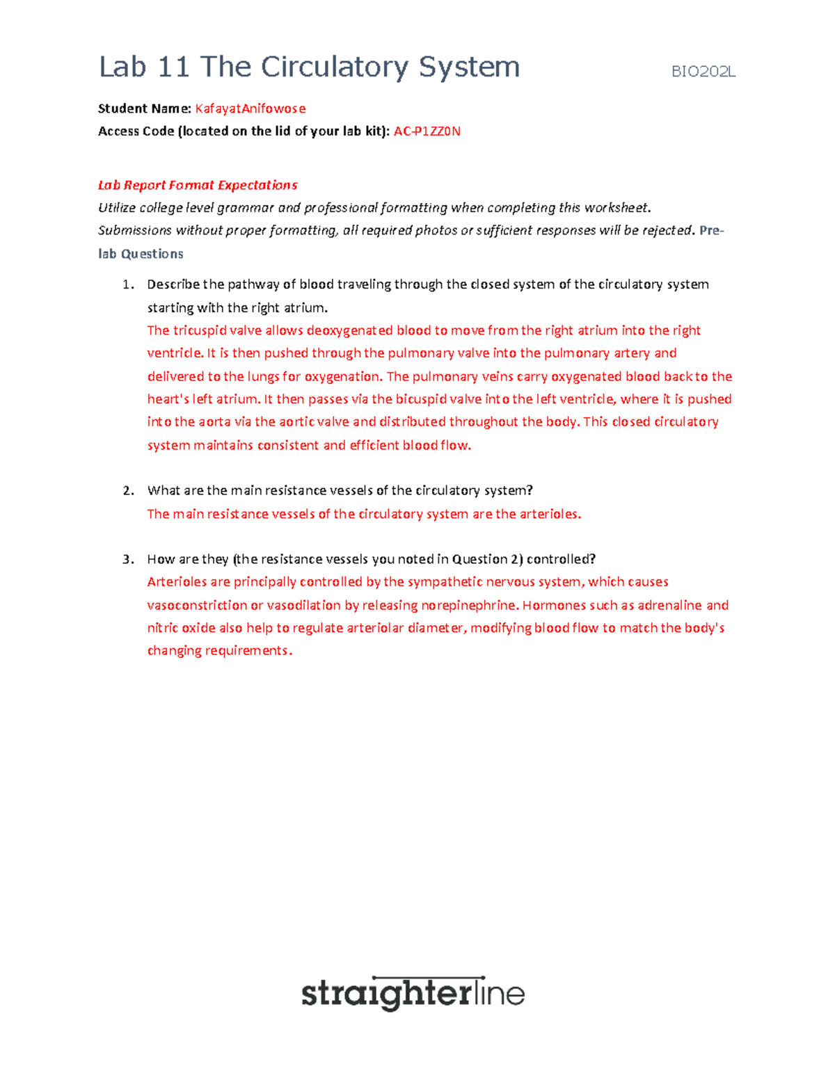 Lab 11 - A&P: Circulatory System Analysis and Observations - Studocu