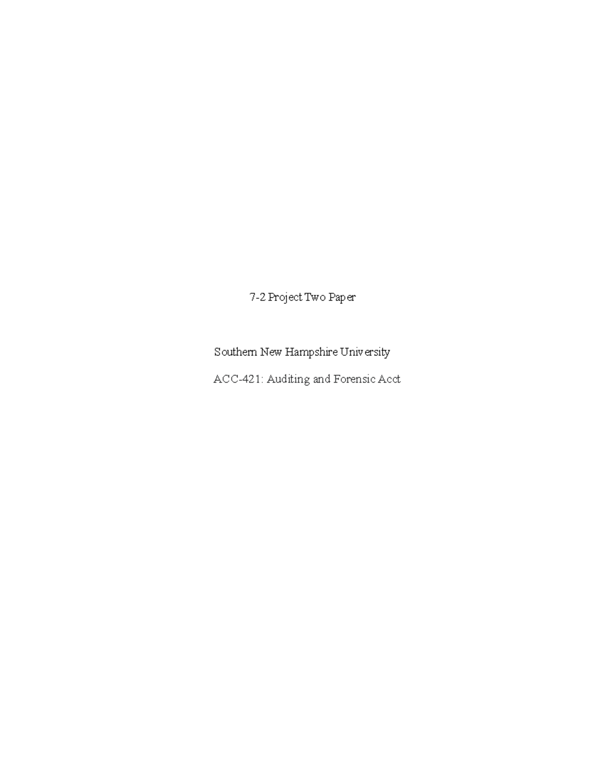 ACC 421: Project Two Paper on Fraud Investigation and Evidence - Studocu