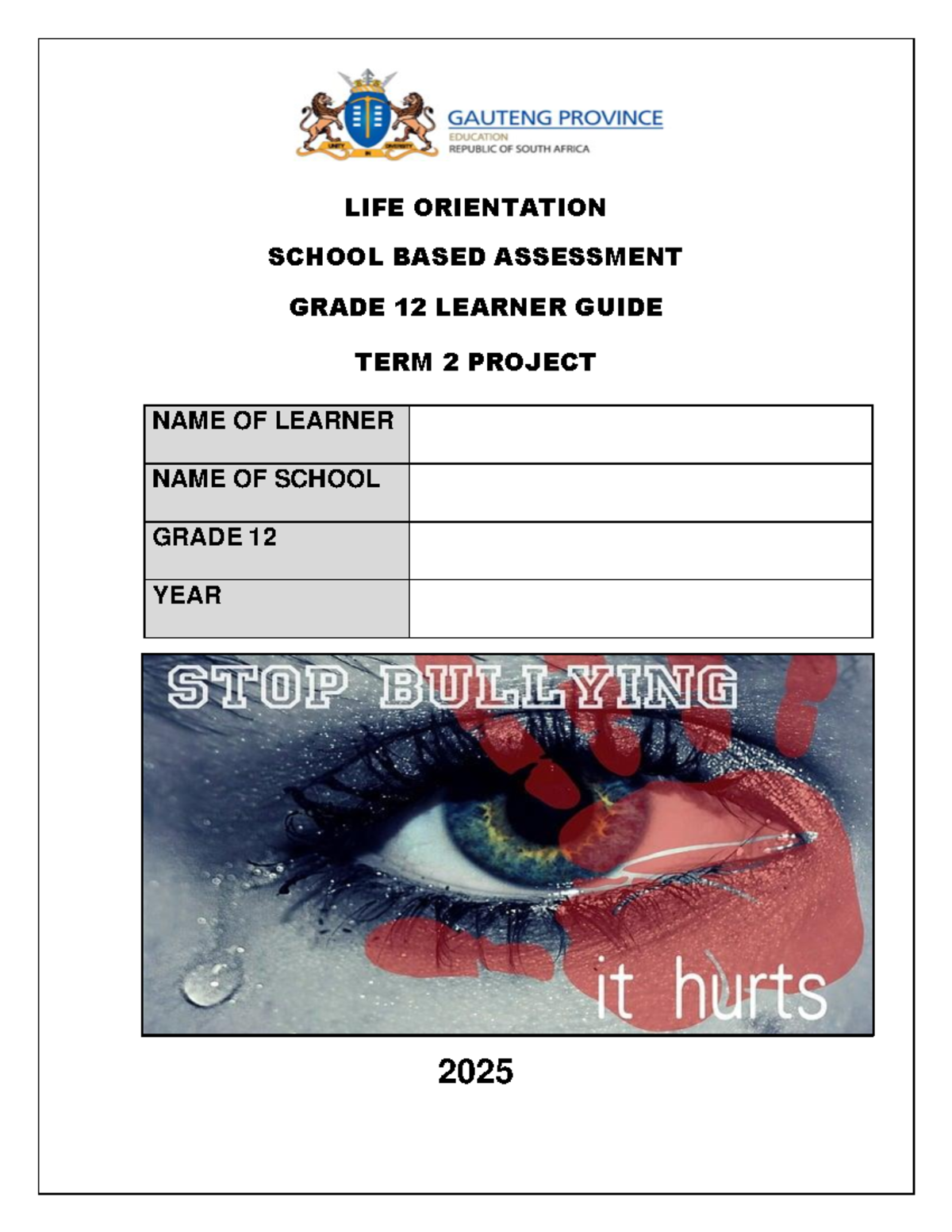 Grade 12 Life Orientation Project: Cyberbullying and Media Impact 2025 ...
