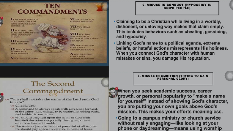 TEN 2. MISUSE IN CONDUCT: Hypocrisy and Misrepresentation of God - Studocu