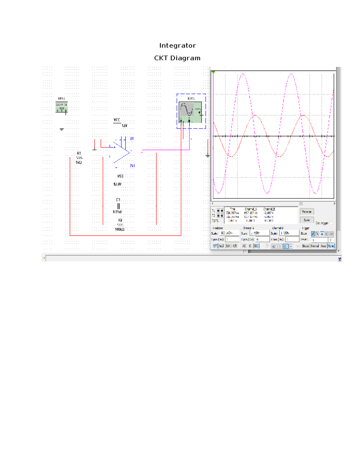 Op-AMP Part 2 - circuit analysis lab - Integrator CKT Diagram XFG1 XSC1 ...