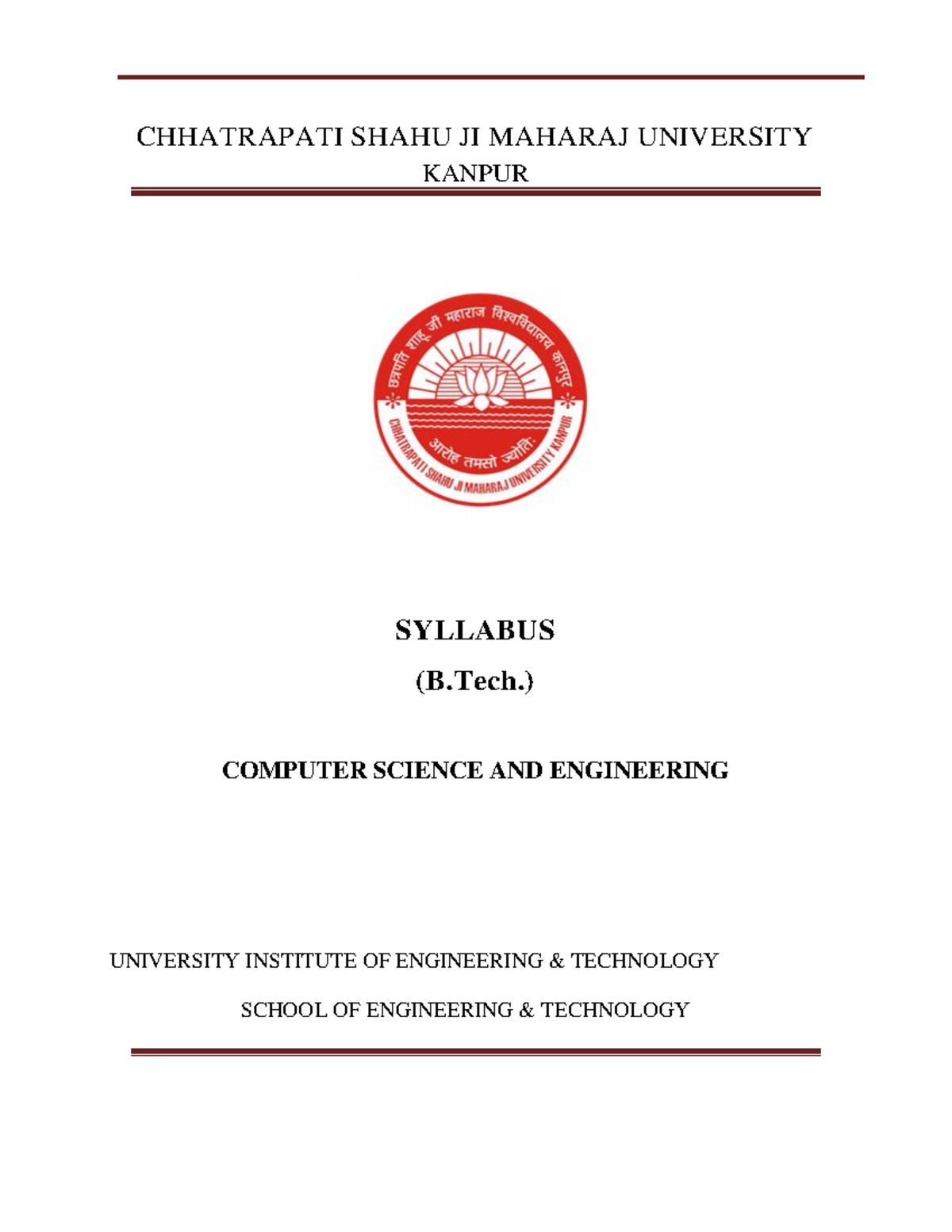 CSE B.Tech Syllabus (2020) - Computer Science & Engineering - Studocu