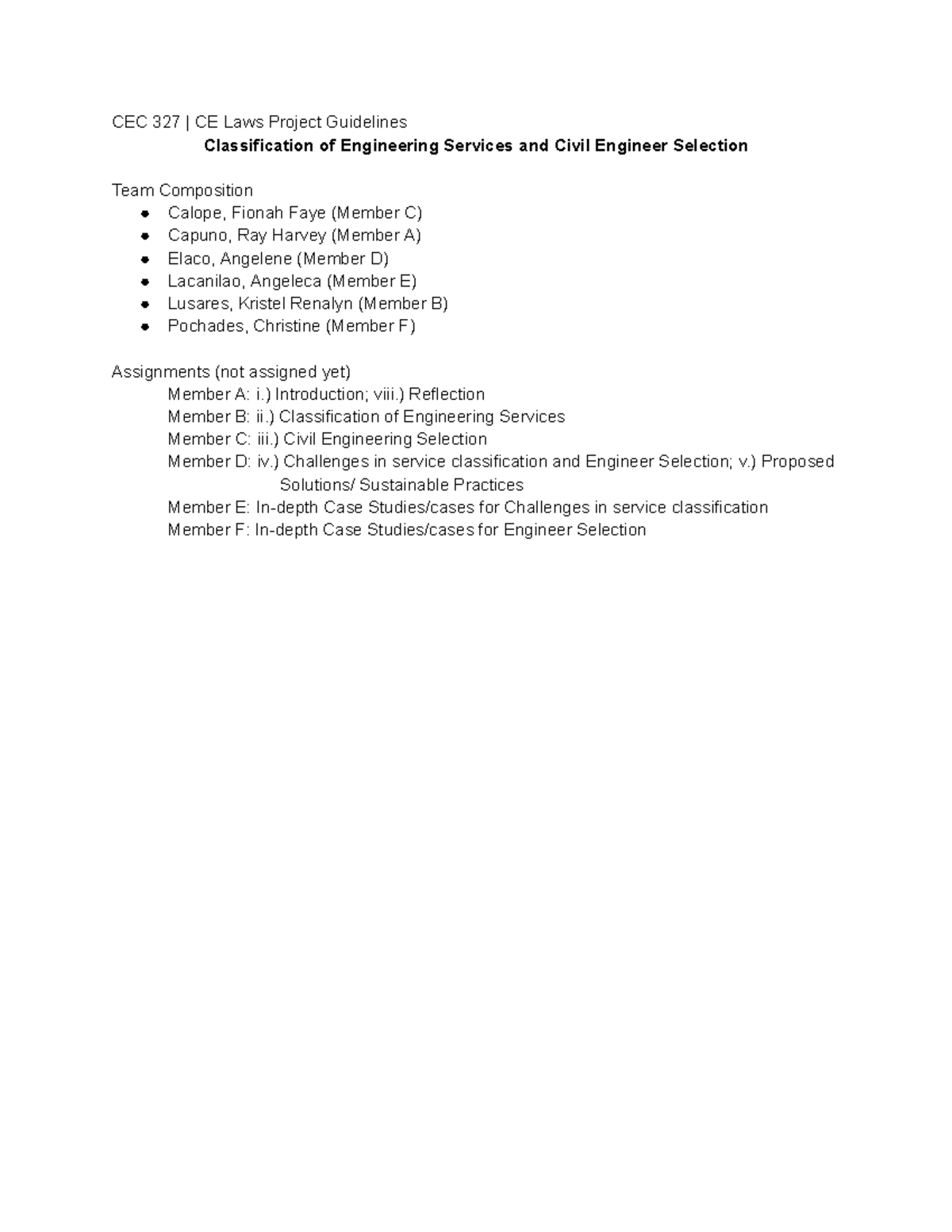 Group 4 CEC 327 CE Laws Project Guidelines - CEC 327 | CE Laws Project ...