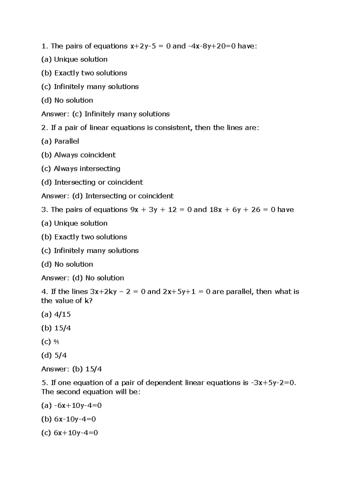 10th Math - Practice Materials on Linear Equations and Applications ...