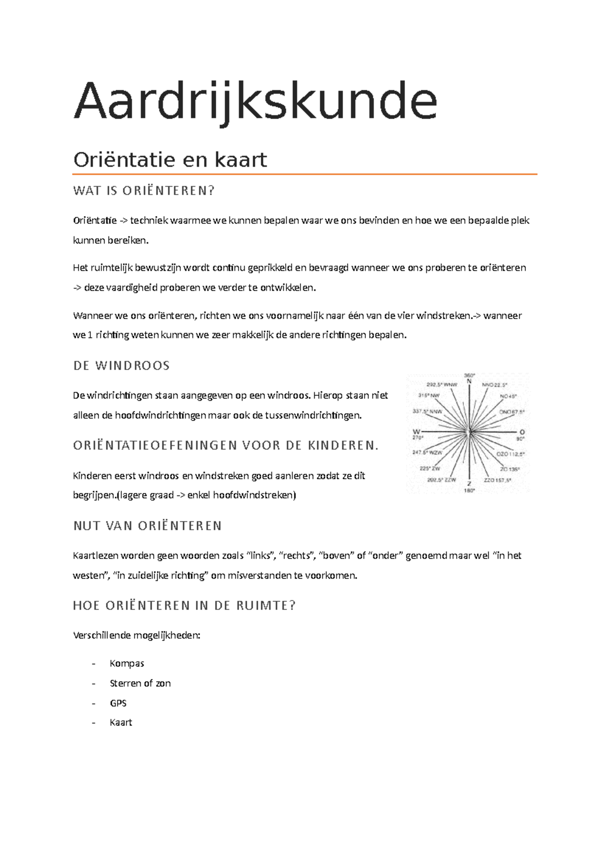 Aardrijkskunde Hulp - Samenvatting Oriëntatie en Kaartgebruik - Studocu