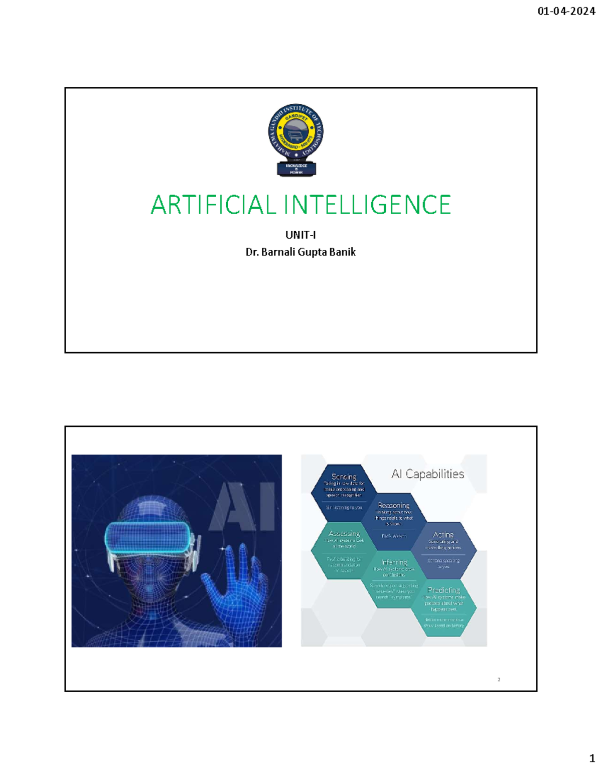 AI Unit I - unit 1 notes on artificial intelligence - Artificial ...