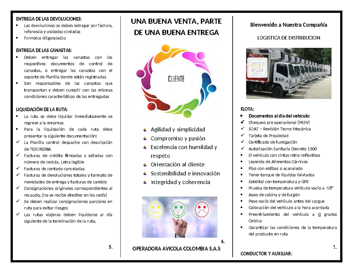ENTREGA Y LIQUIDACIÓN DE RUTAS: Plegable Distribución - OPAV - Studocu