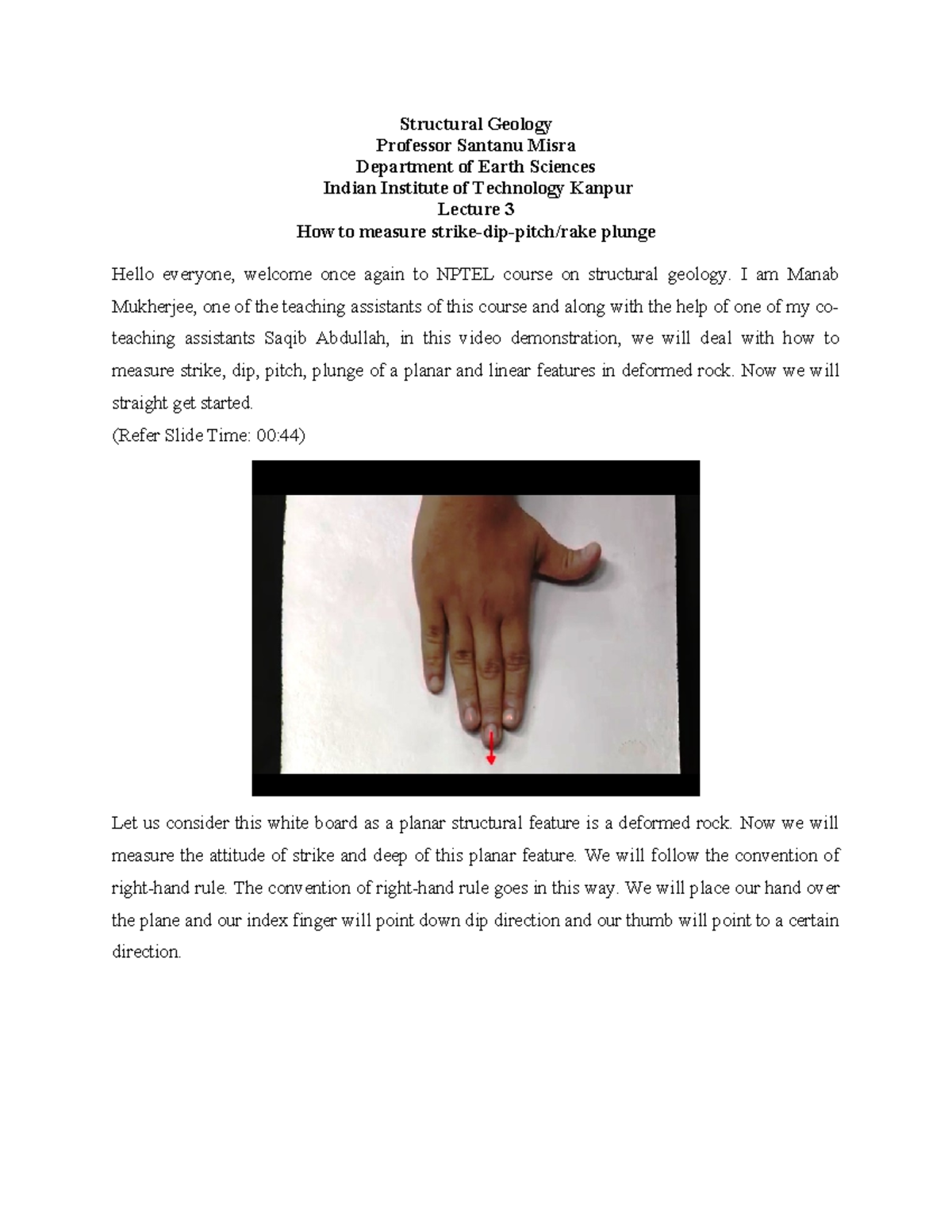 Lec3 - Measuring Strike, Dip, Pitch, and Plunge in Structural Geology ...