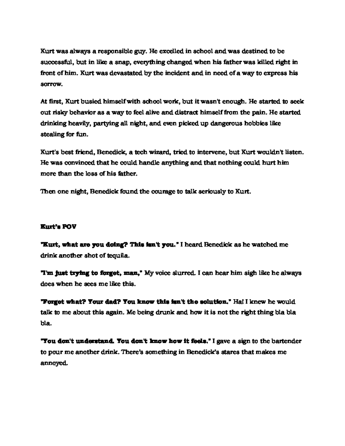 Short Story - nICE: Kurt's Journey Through Grief and Revenge - Studocu