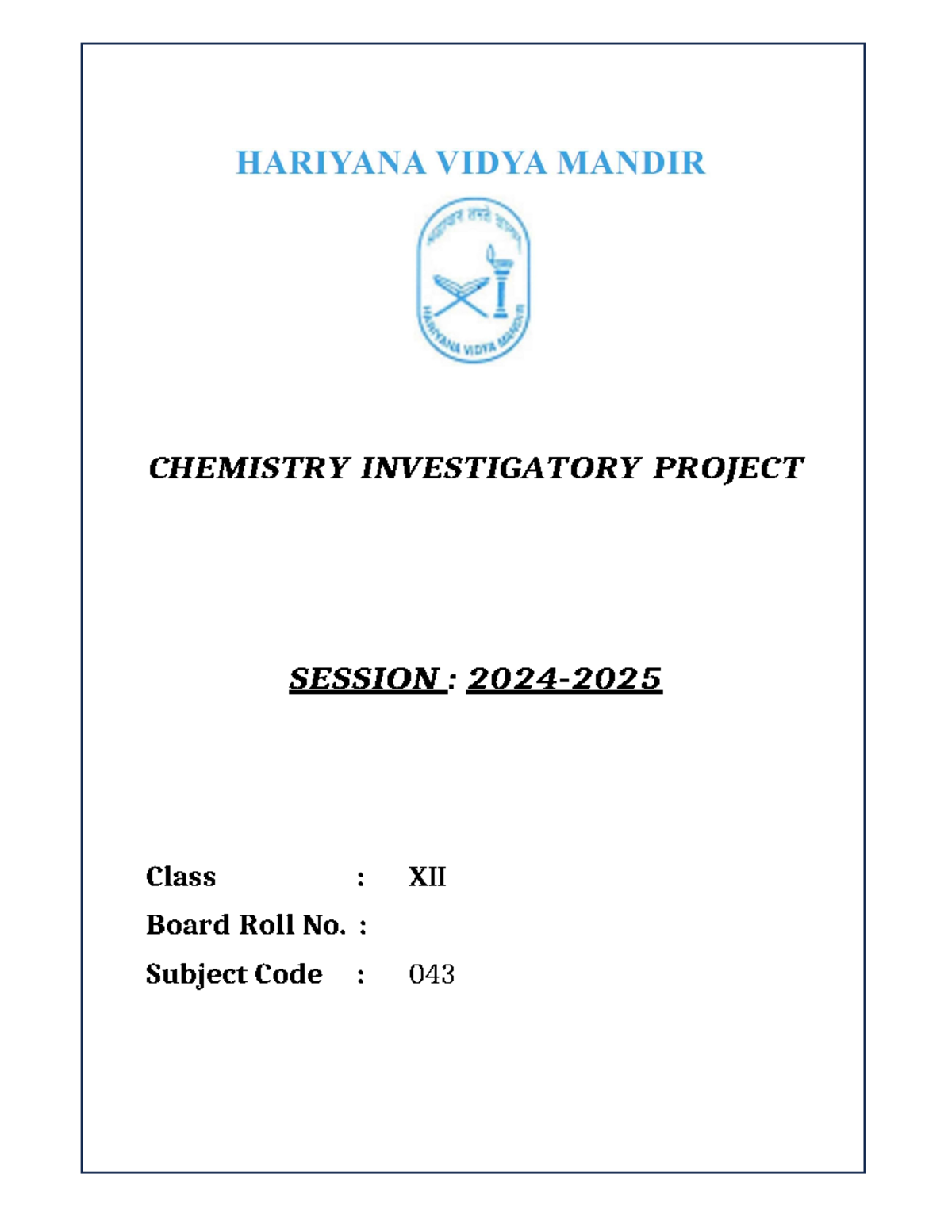 Chemistry Investigatory Project: Rusting of Iron (Class XII) - Studocu