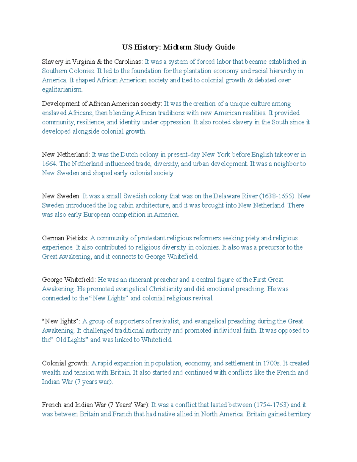 US History: Midterm Study Guide on Key Events & Figures - Studocu