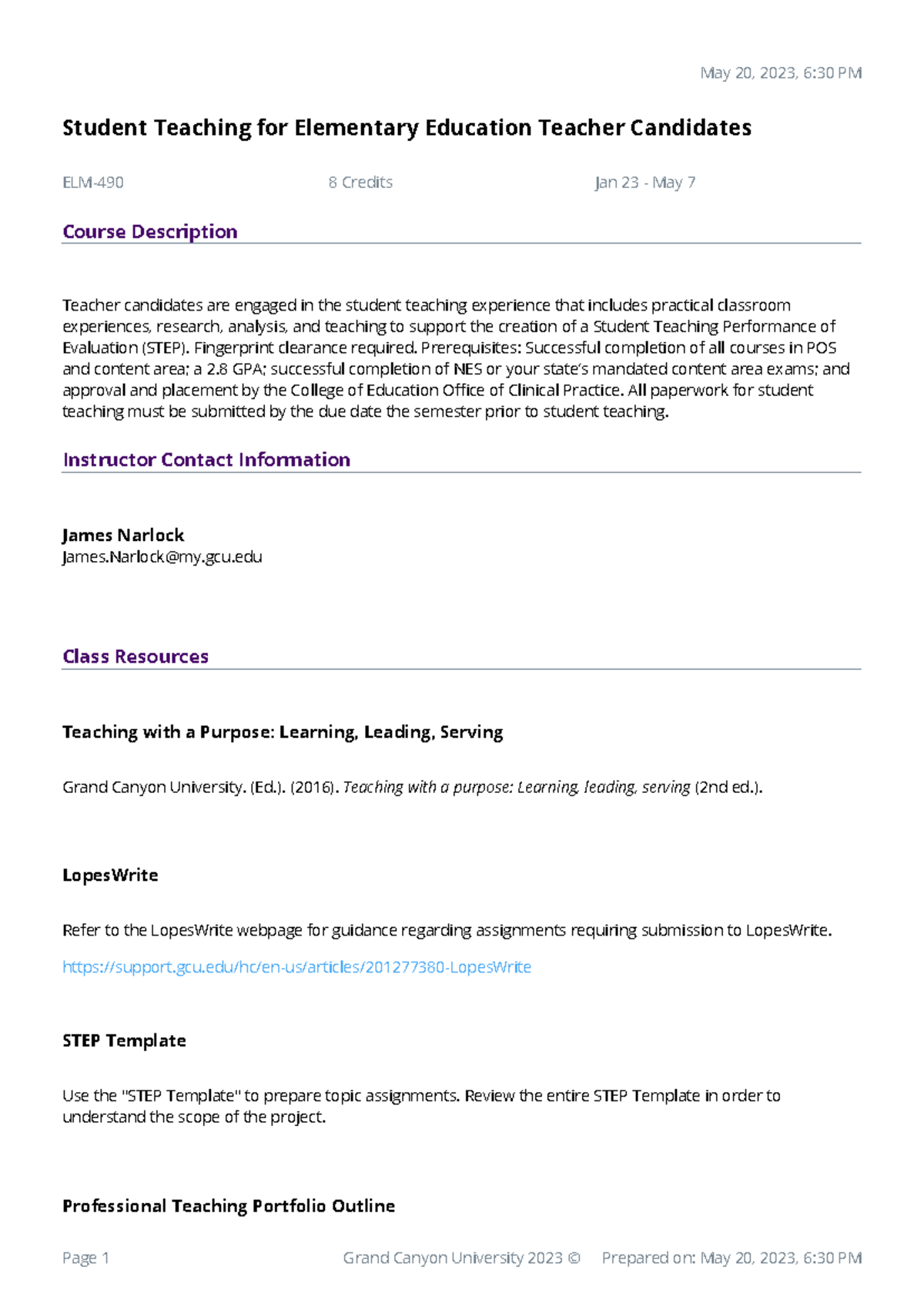 ELM-490 Final Exam: Student Teaching Experience Overview and Guide ...