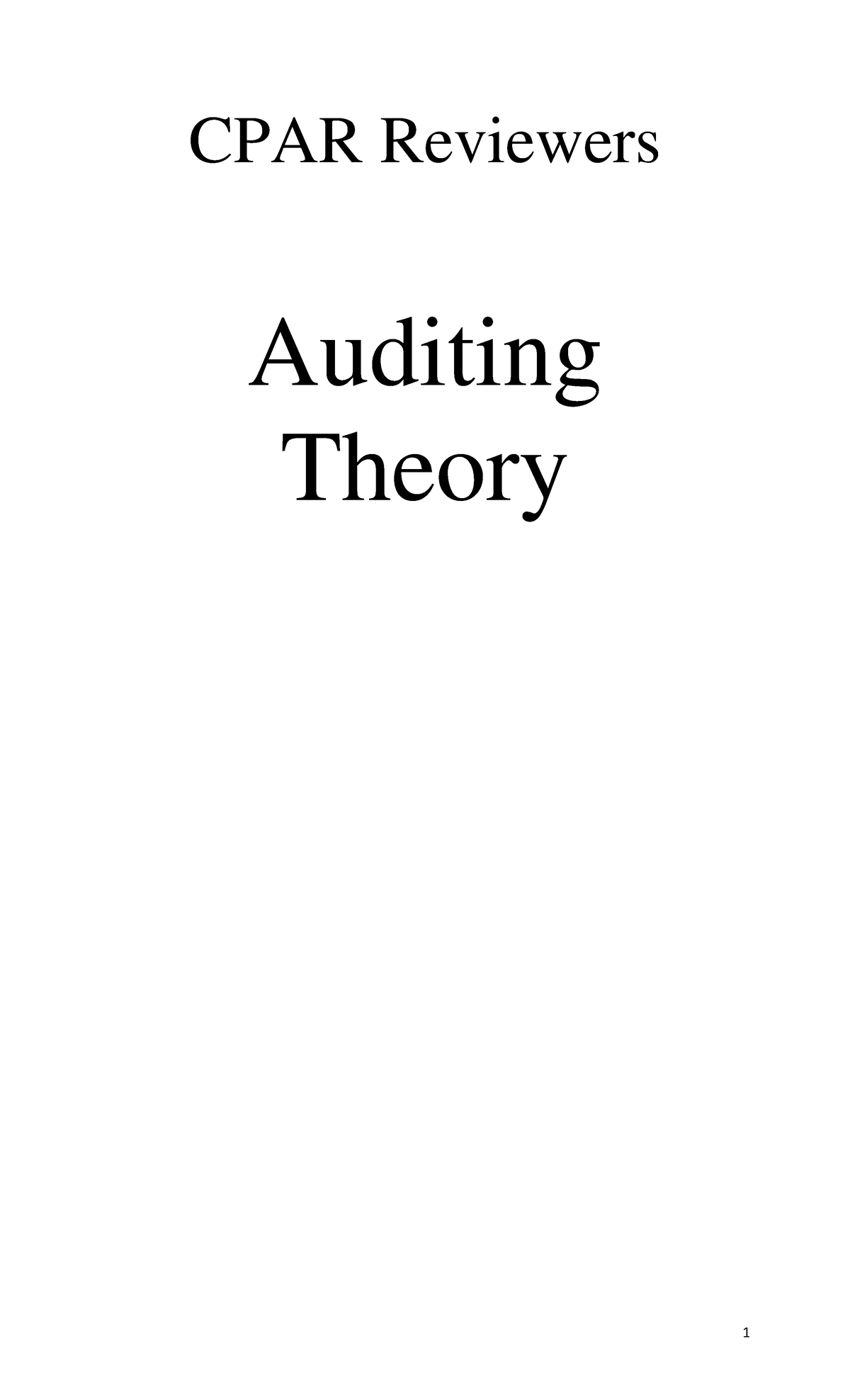 CPAR Reviewer: Comprehensive Study of Auditing Theory (CPA) - Studocu