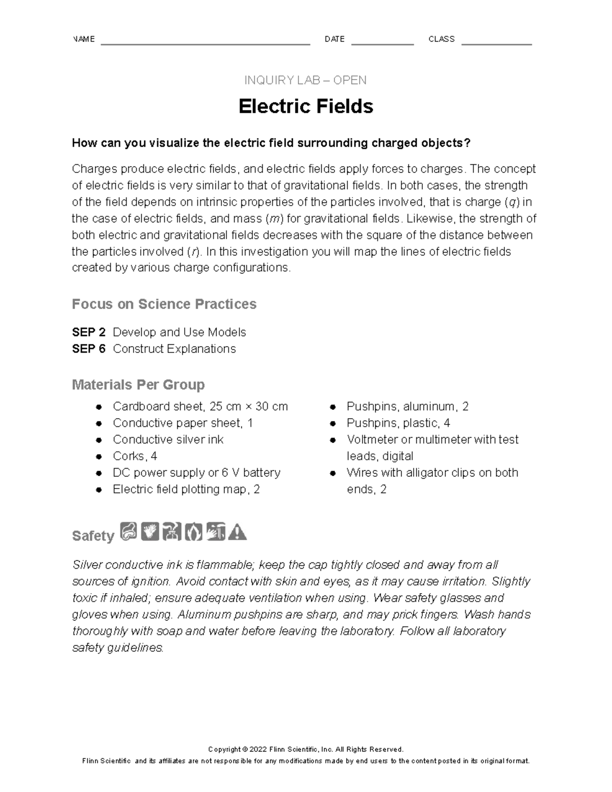 Electric Fields Lab - Inquiry into Charged Objects and Field Mapping ...