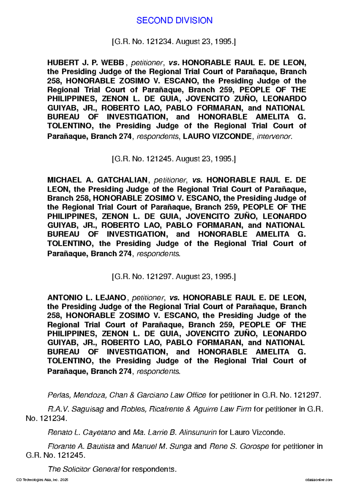 Webb v. De Leon - Case Analysis & Decision on Extraordinary Writs - Studocu