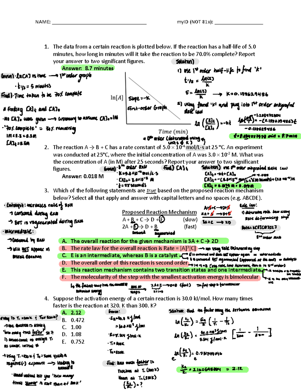 CHEM 1212 Exam 2 Spring 2025 Annotated Key and Solutions - Studocu