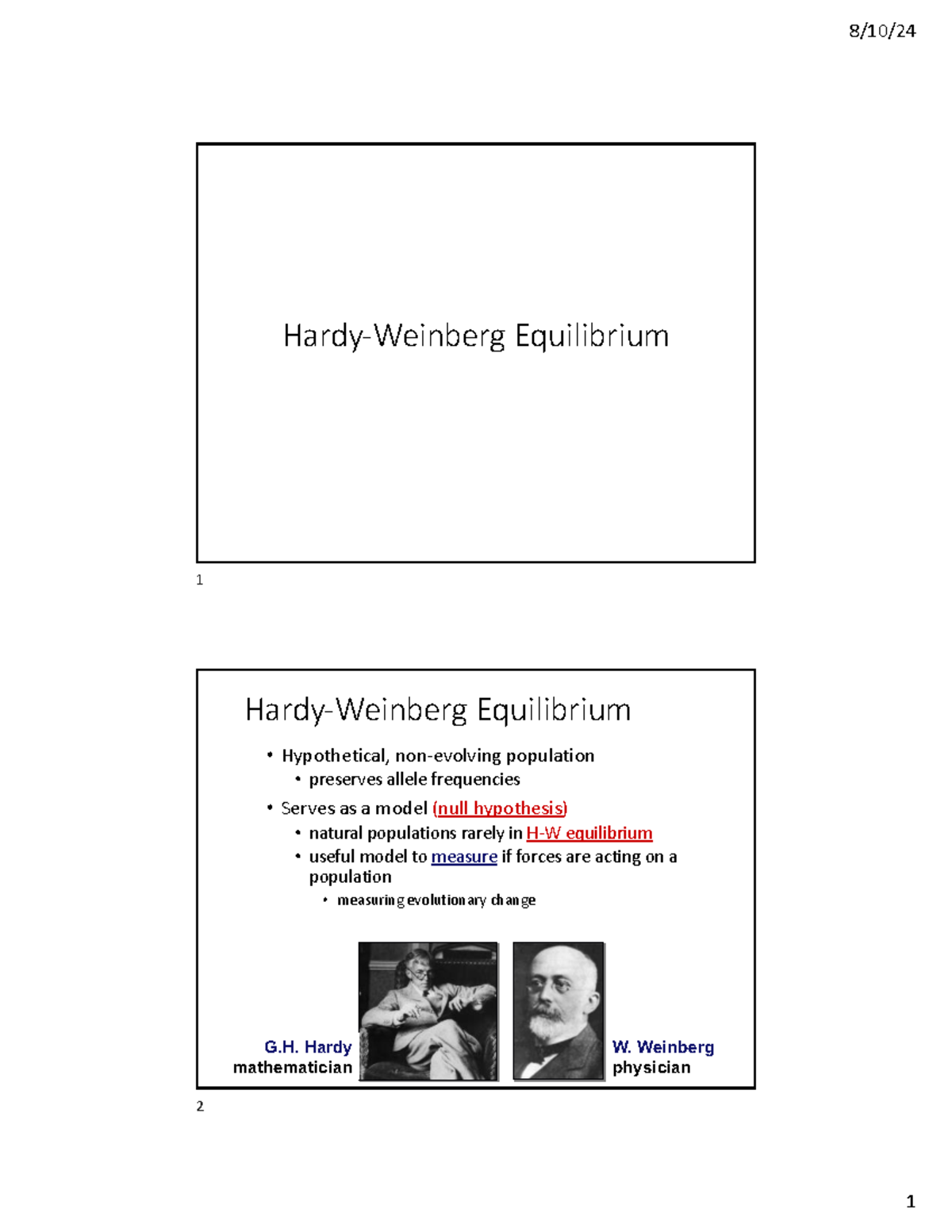 Hardy-Weinberg Equilibrium & Evolutionary Forces (BIO 101) - Studocu