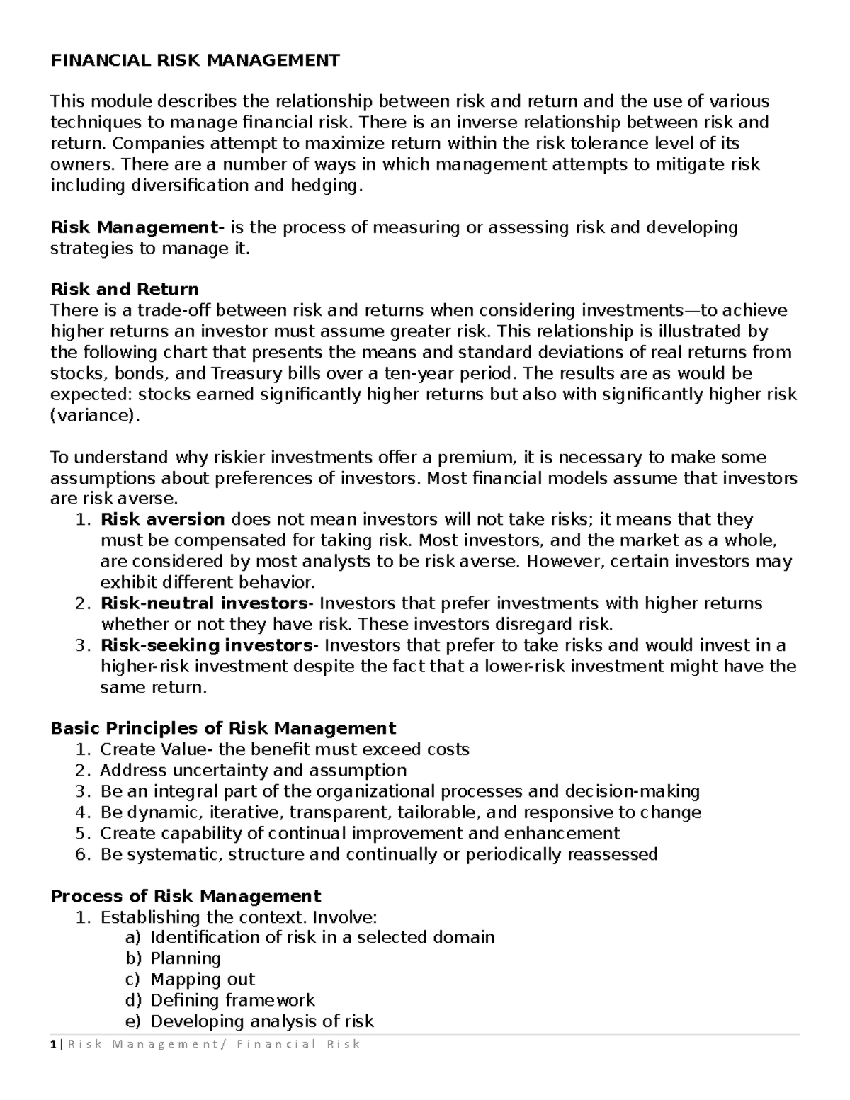 Financial RISK Management - FINANCIAL RISK MANAGEMENT This module ...