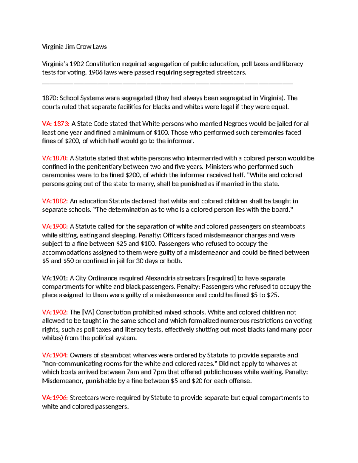 Virginia Jim Crow Laws: A Historical Overview of Segregation Practices ...