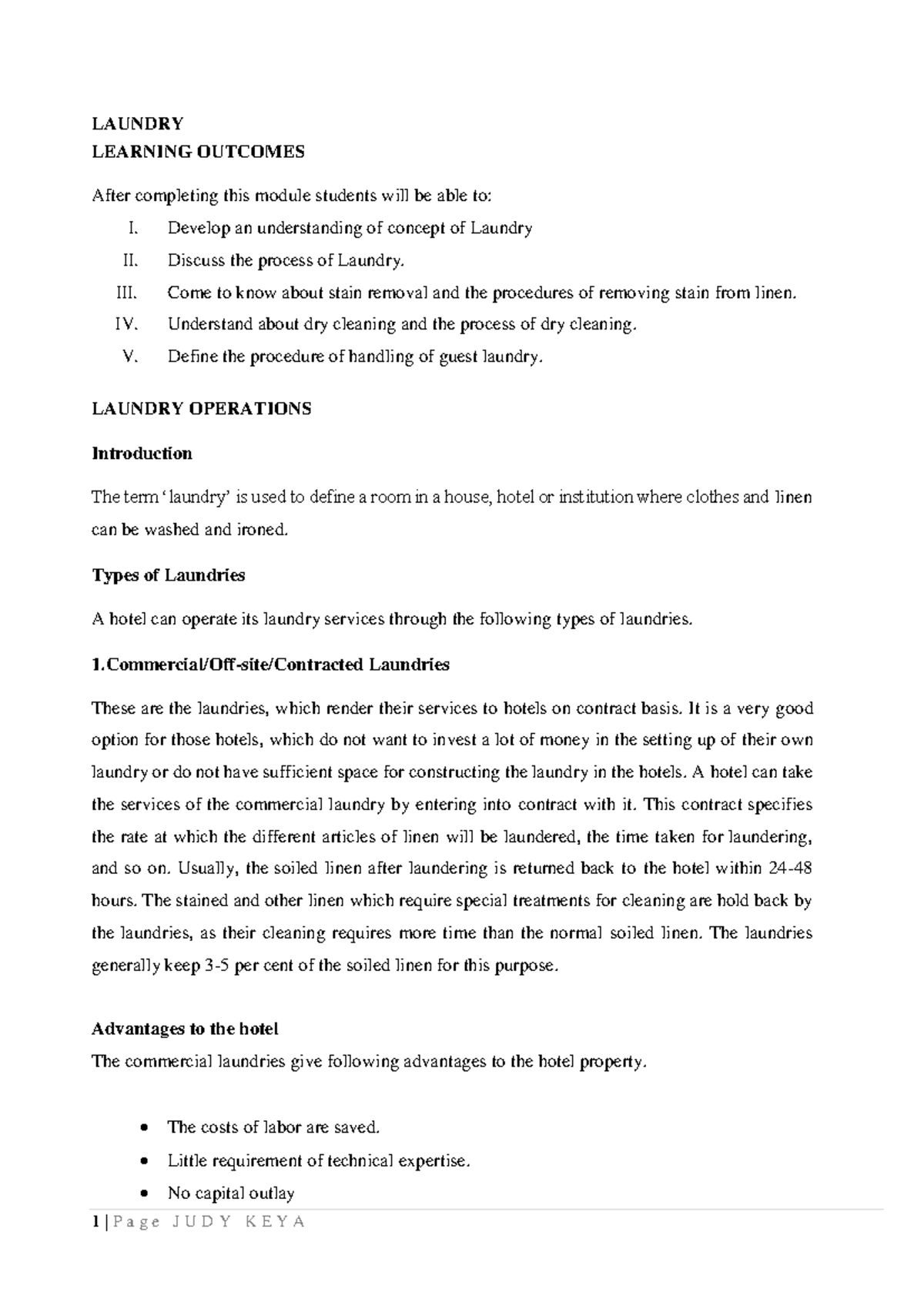 Laundry 1 - Comprehensive Guide to Hospitality Laundry Operations - Studocu
