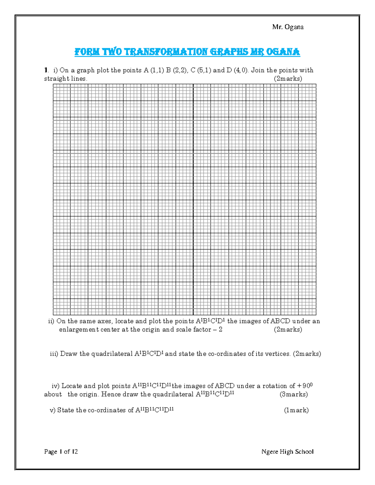 Transformations I: Graphing and Analyzing Triangle Transformations ...